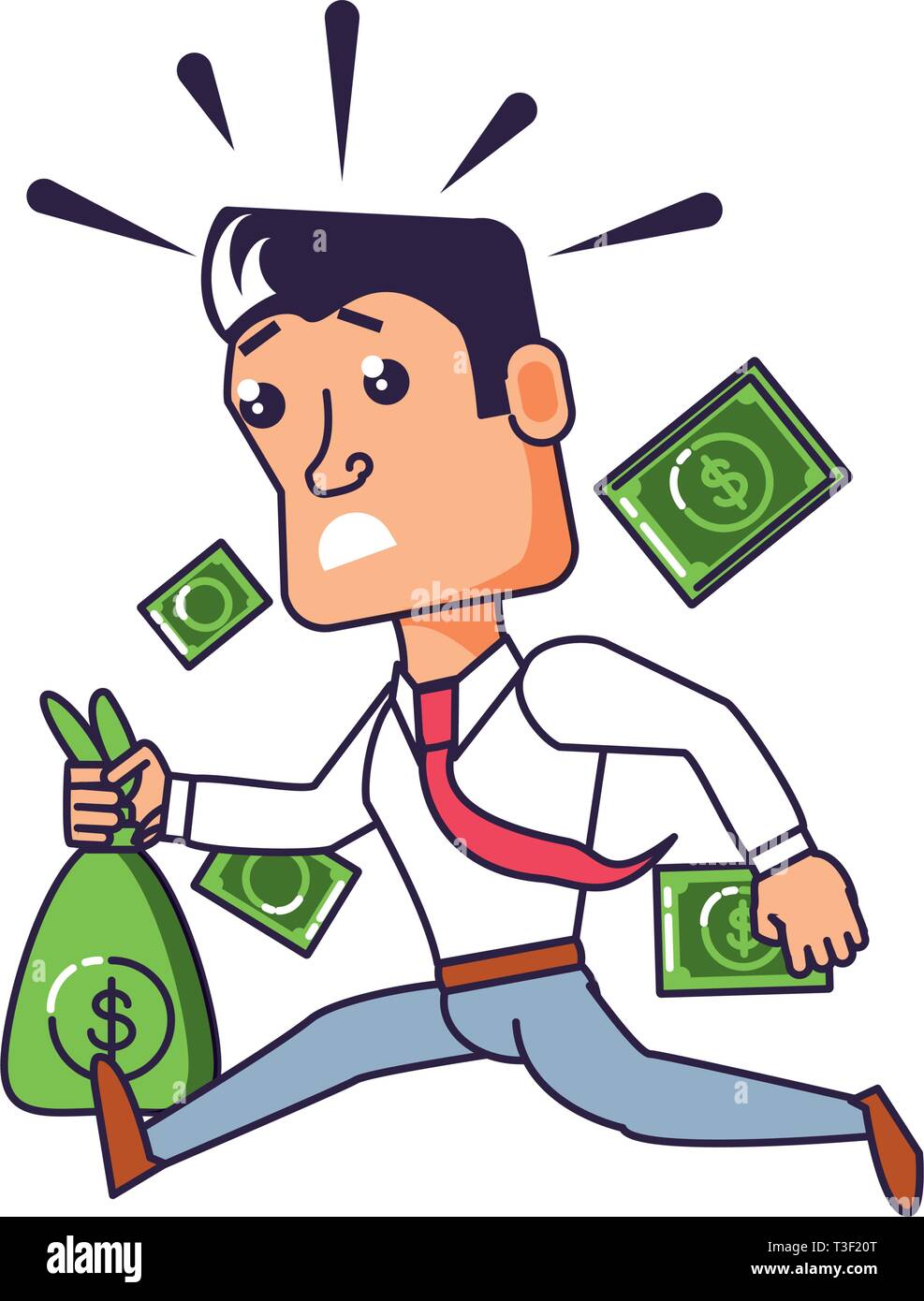 businessman running with money bag vector illustration design Stock ...