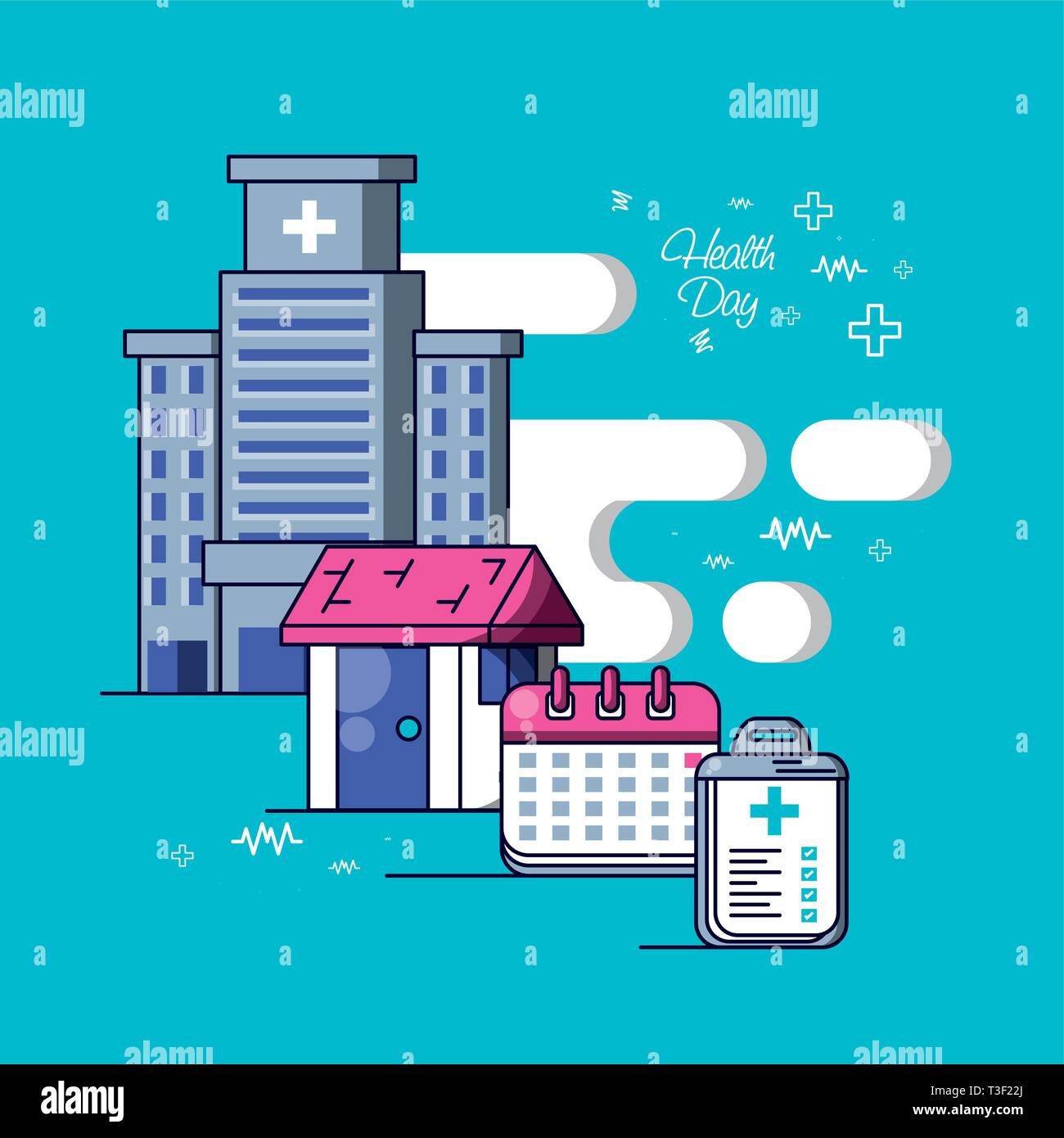 world health day with calendar reminder and set icons vector ...