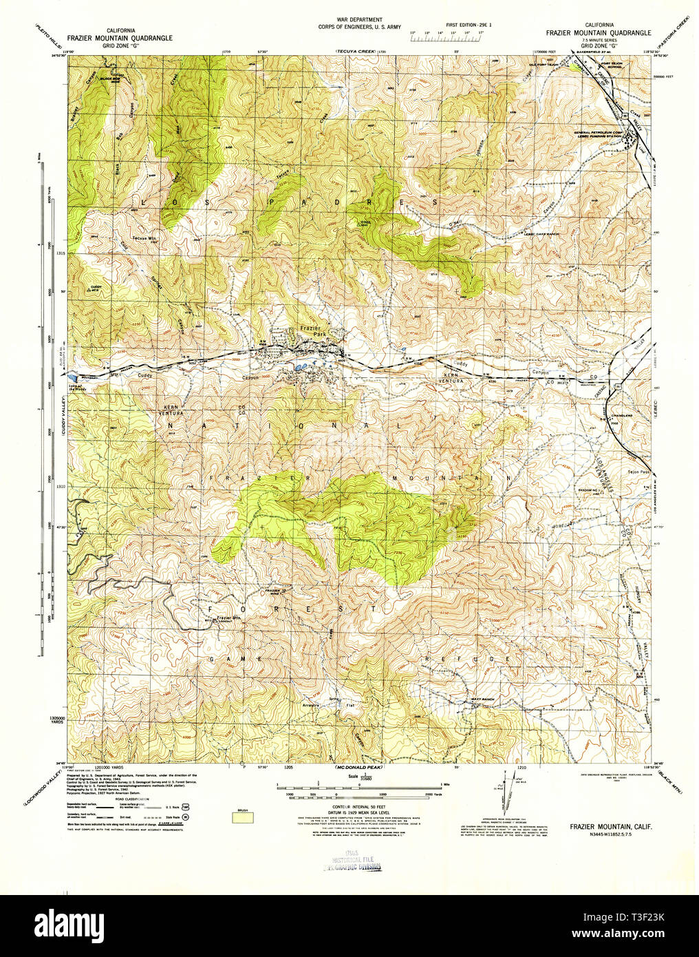 USGS TOPO Map California CA Frazier Mountain 296104 1944 31680 ...