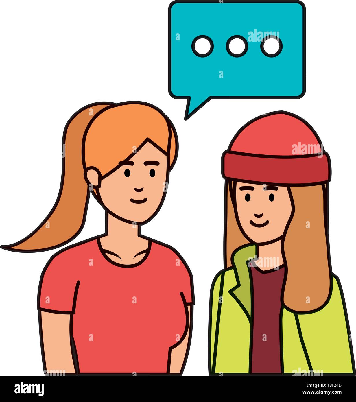 beautiful and young girls talking characters Stock Vector Image & Art ...