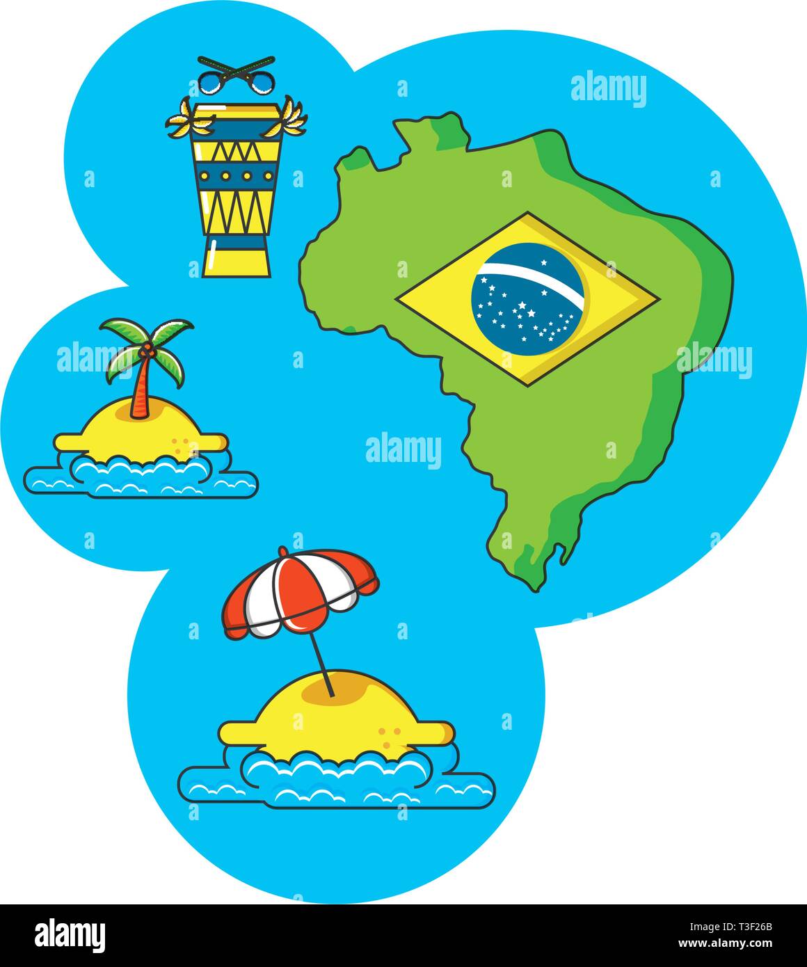 map of brazil with set icons vector illustration design Stock Vector ...