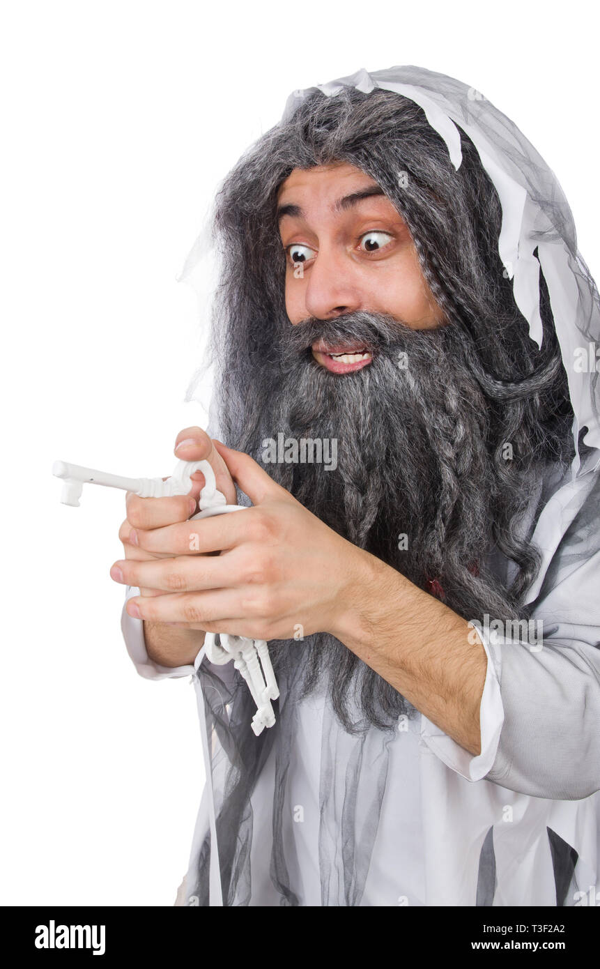 Funny old man isolated on white Stock Photo - Alamy