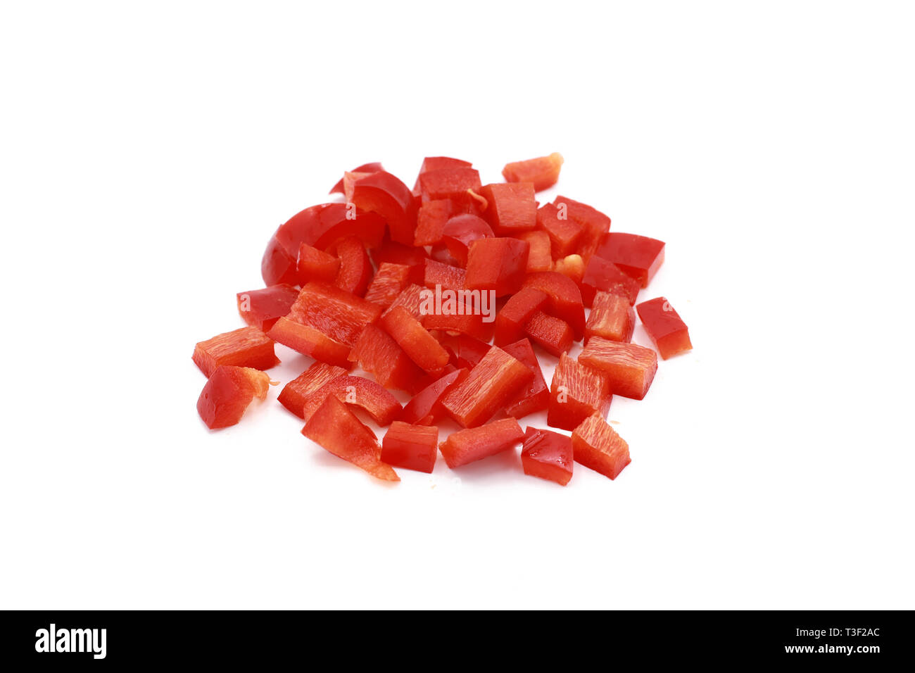 sweet red pepper pices - isolated on white Stock Photo - Alamy