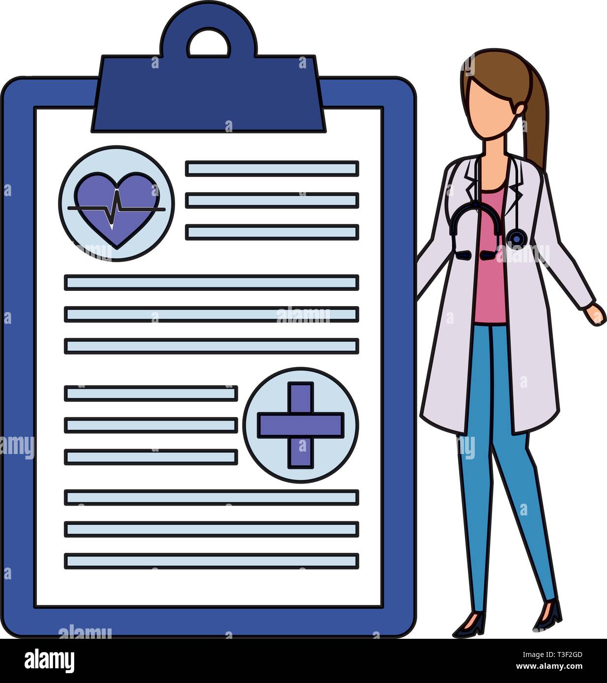 female doctor with stethoscope and medical order Stock Vector Image ...