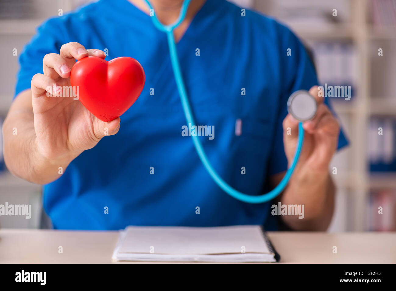 Male doctor cardiologist holding heart model Stock Photo - Alamy