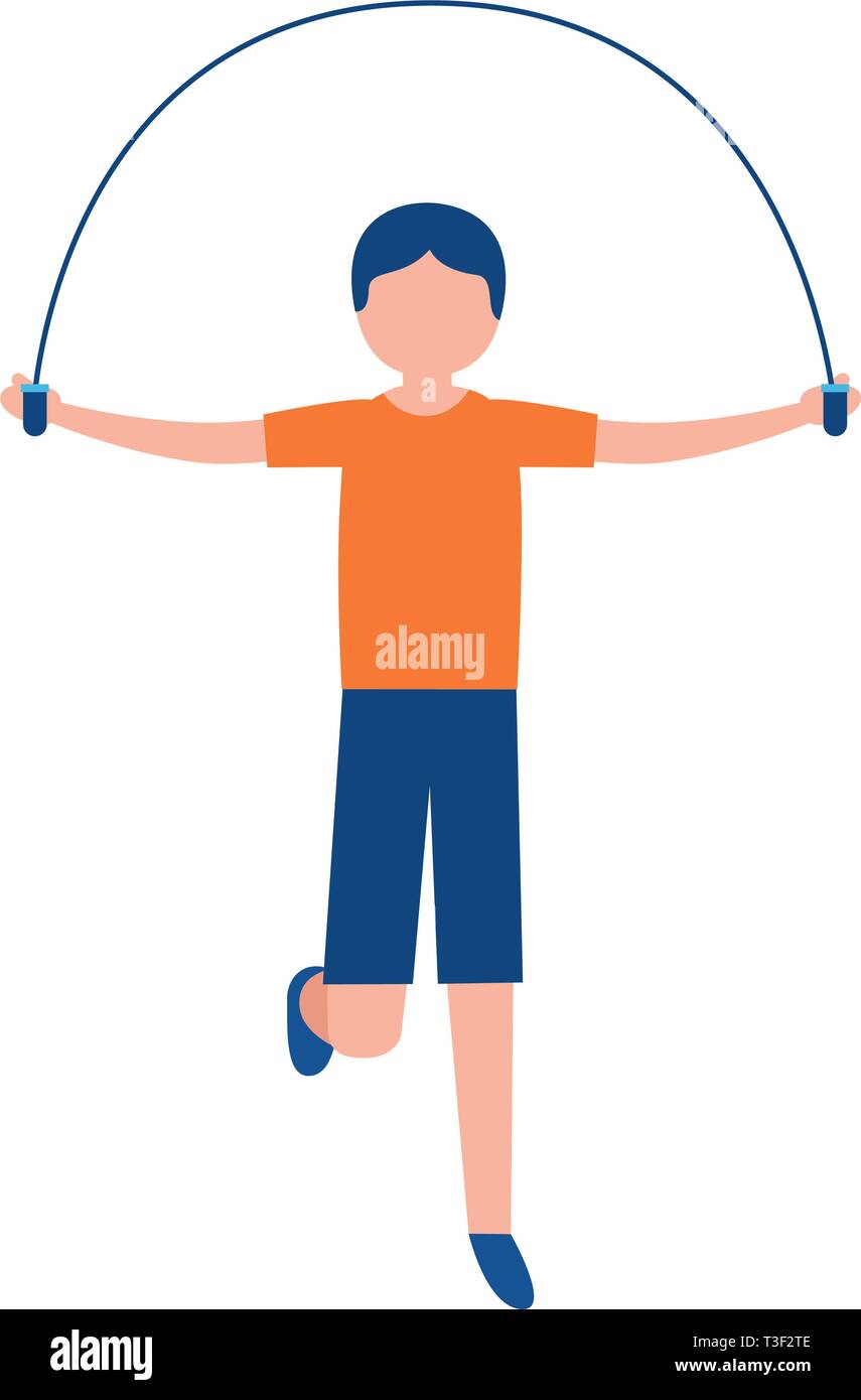 sporty man jumping rope Stock Vector Image & Art - Alamy