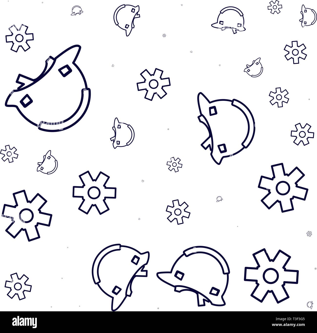 pattern of helmets protection with gears vector illustration design ...