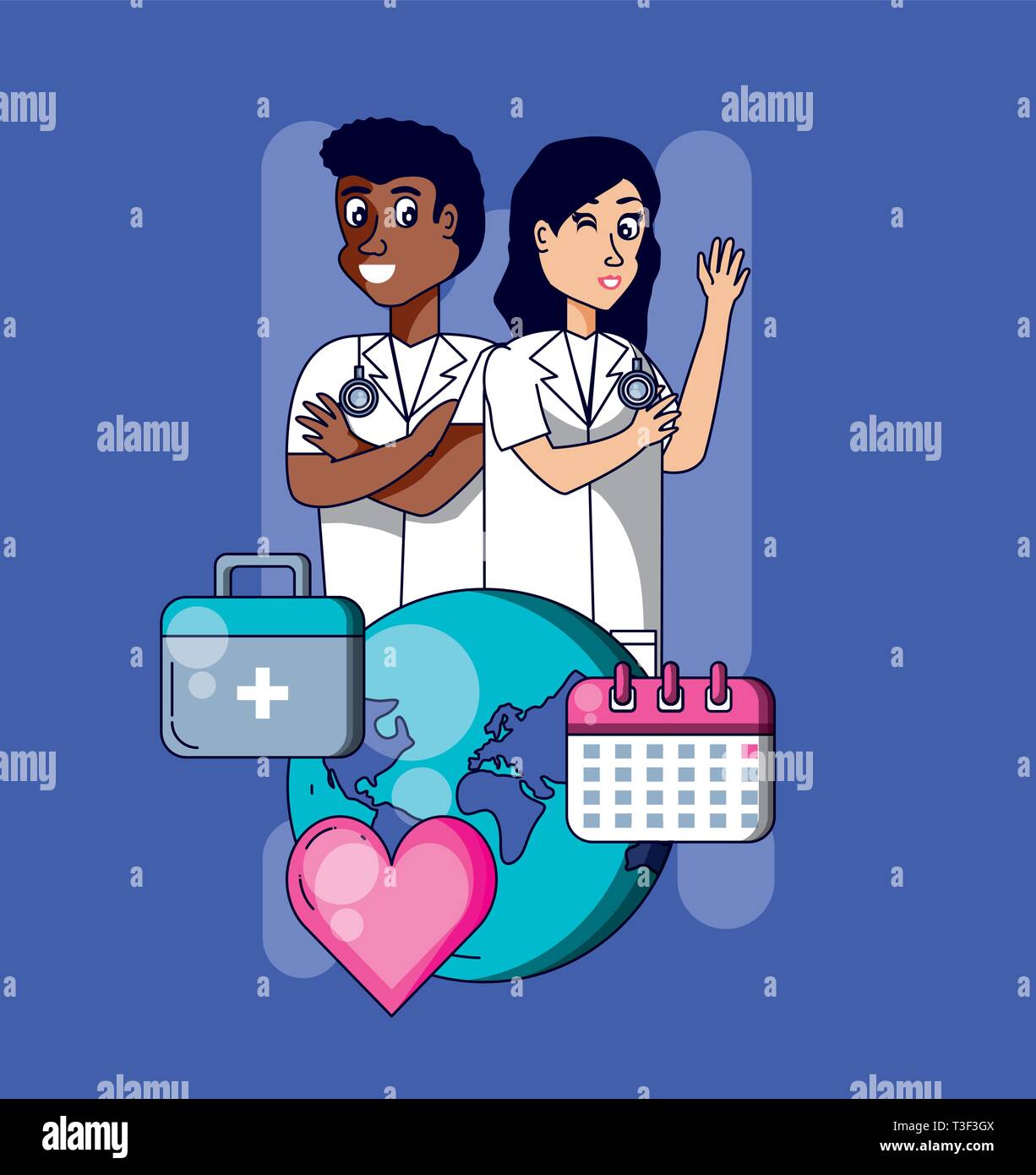 Couple doctors set icons hi-res stock photography and images - Alamy