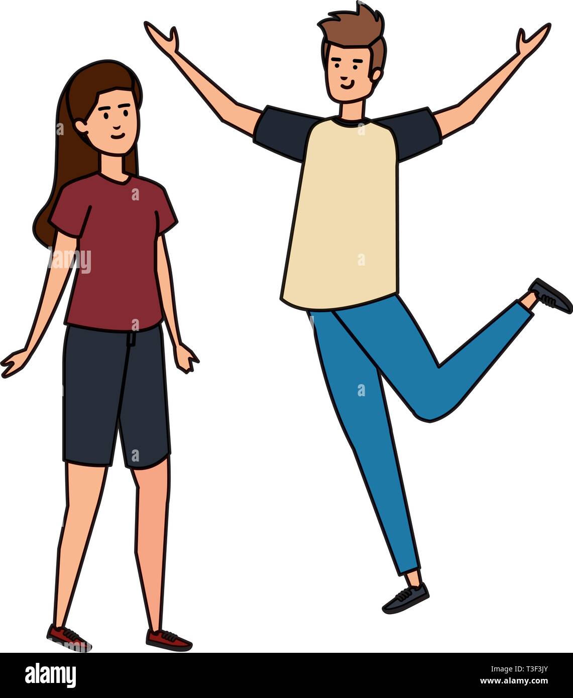 young couple celebrating avatars characters Stock Vector Image & Art ...
