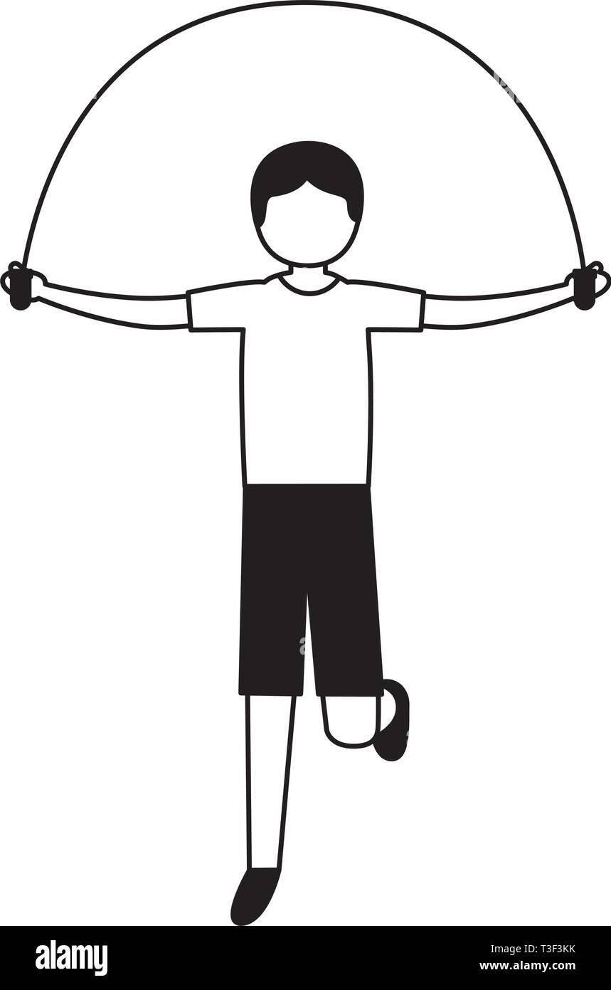 Muscular man skipping rope Stock Vector Images - Alamy