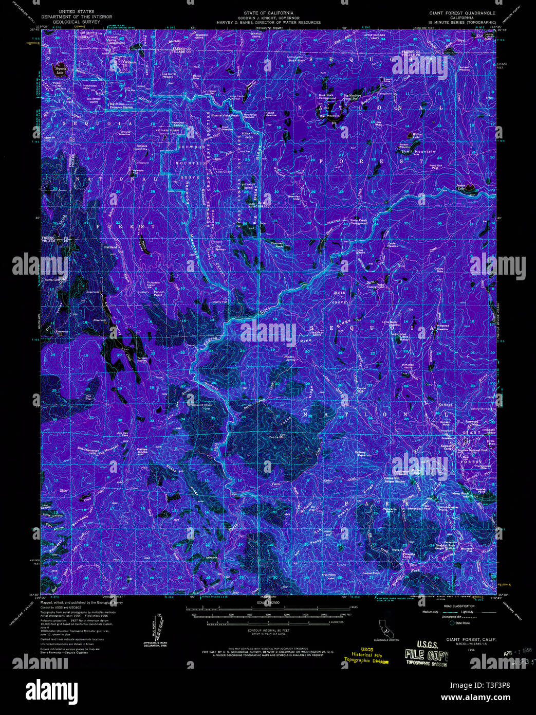 USGS TOPO Map California CA Giant Forest 297552 1956 62500 Inverted ...