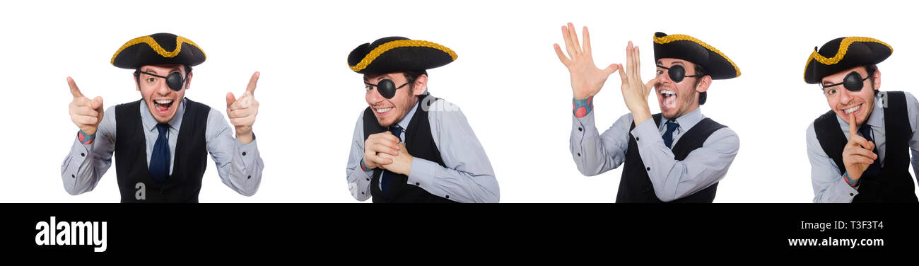 One-eyed man with tricorn isolated on white Stock Photo - Alamy