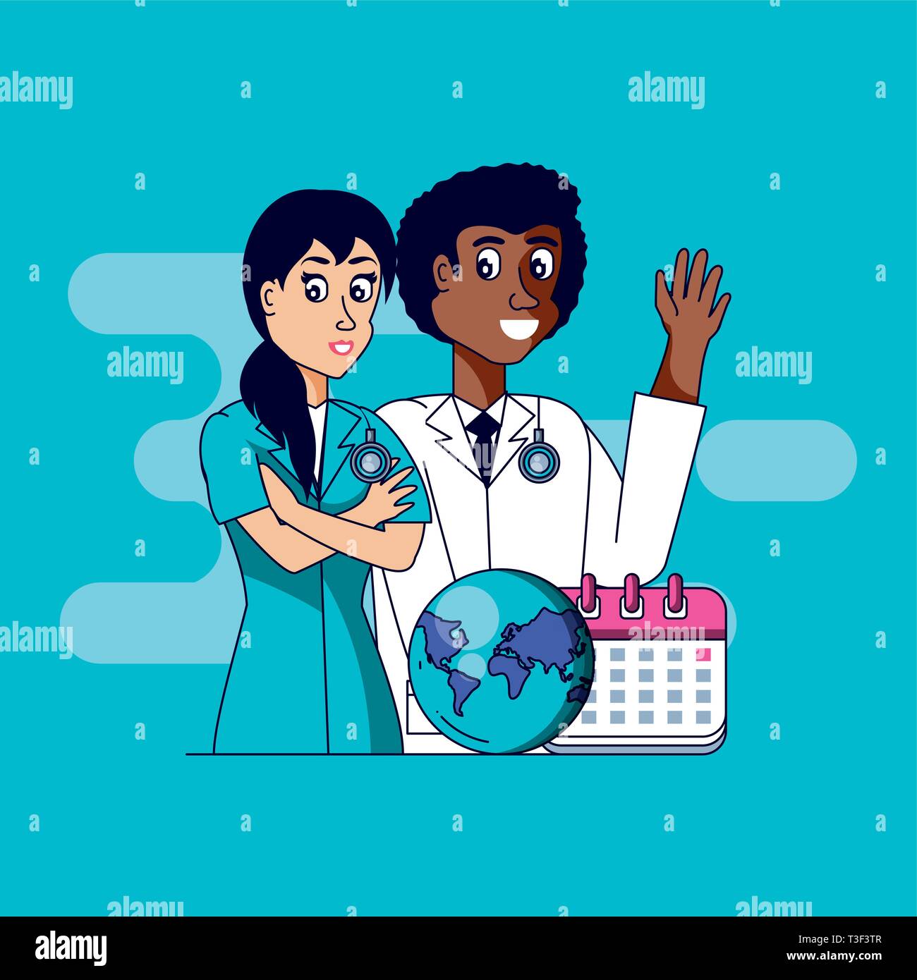 Couple doctors set icons hi-res stock photography and images - Alamy