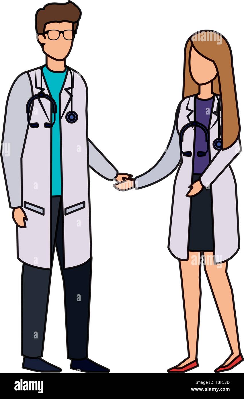 couple of professionals doctors avatars characters Stock Vector Image ...