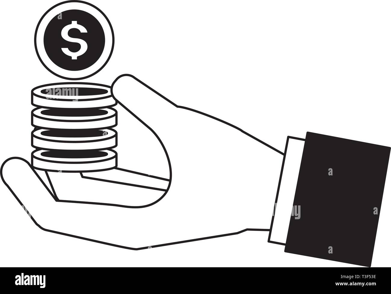 hand holding coins stack Stock Vector Image & Art - Alamy