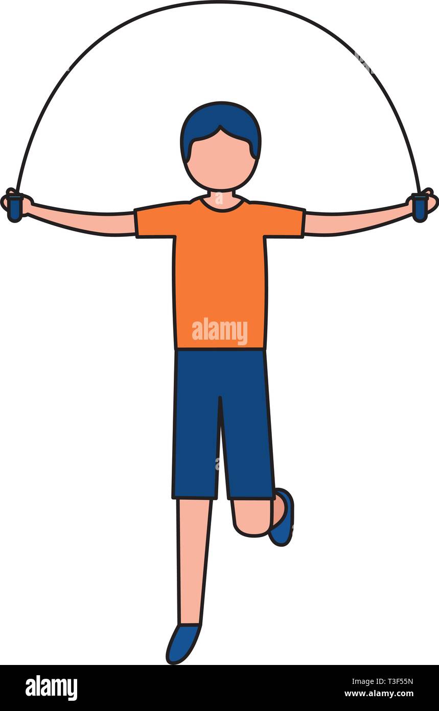 sporty man jumping rope Stock Vector Image & Art - Alamy