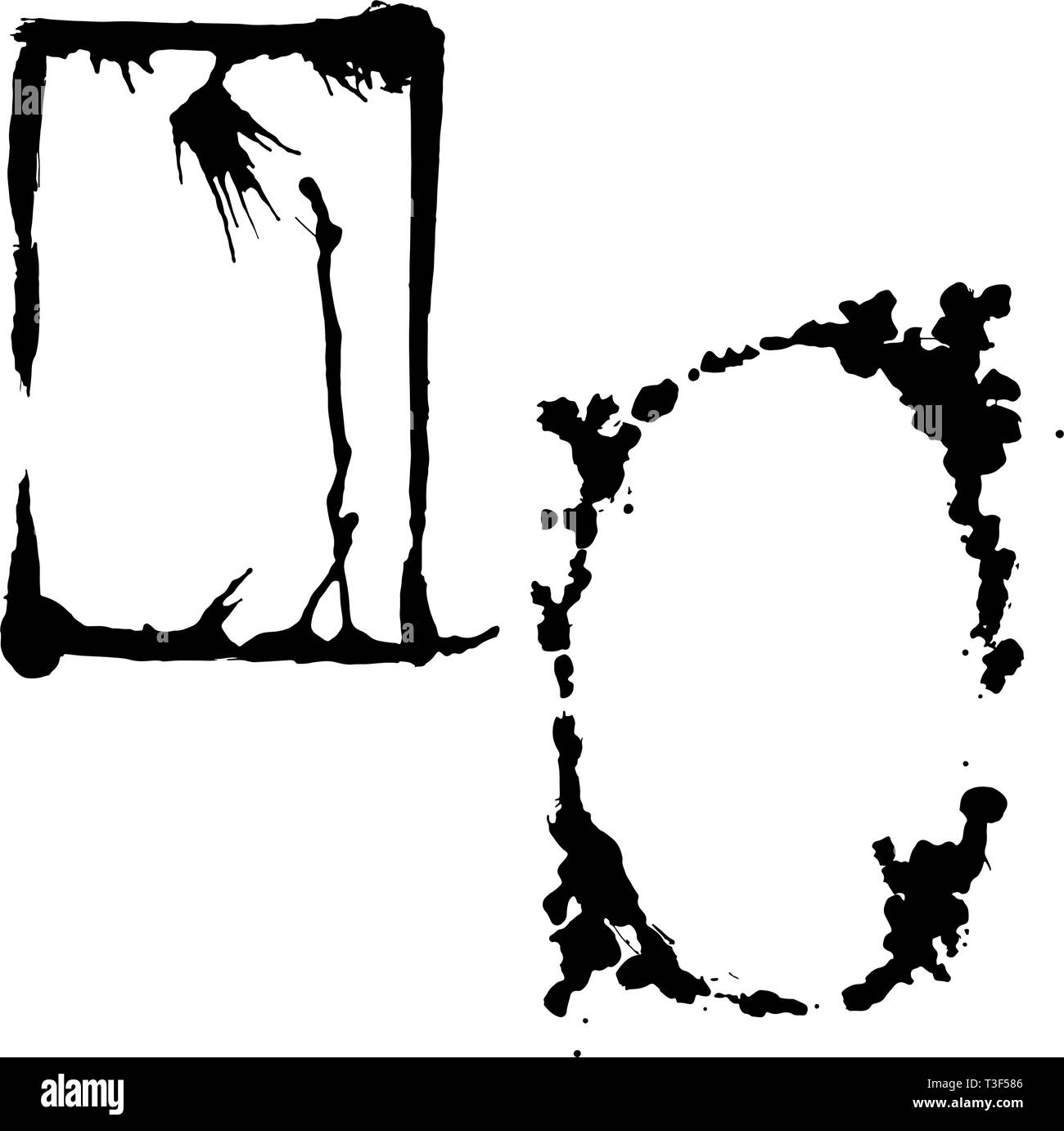 Vector Dry brush frames. Hand drawn artistic frames. Black and white ...