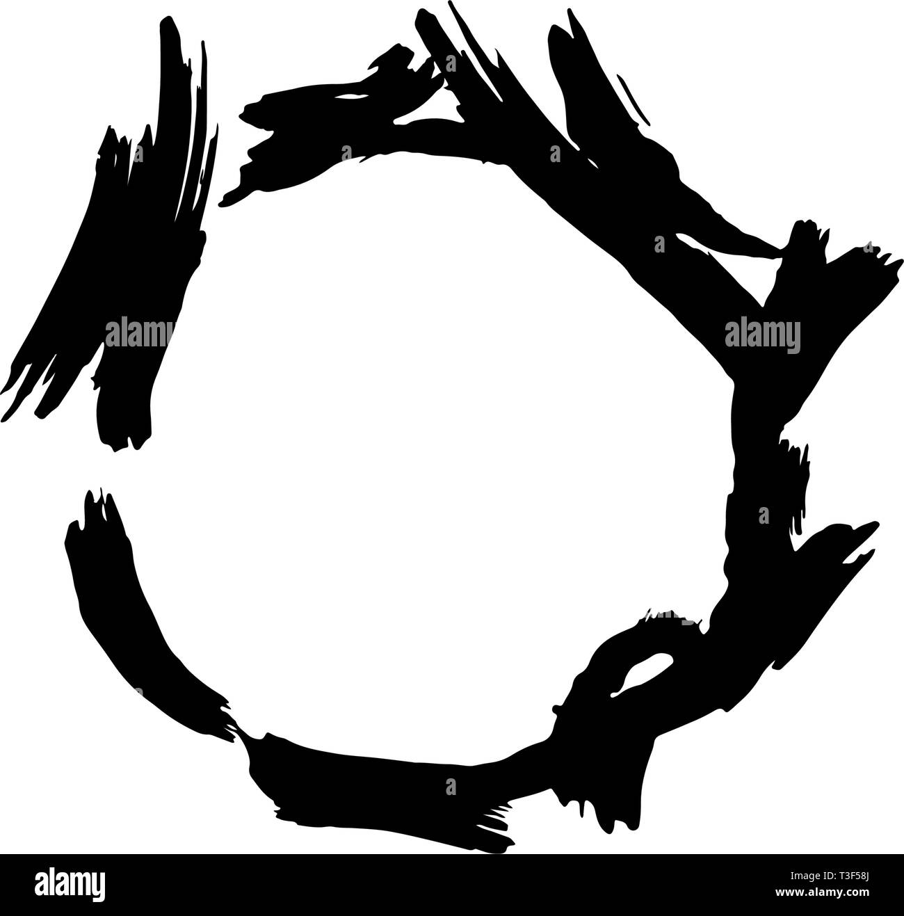 Vector Dry brush frames. Hand drawn artistic frames. Black and white ...