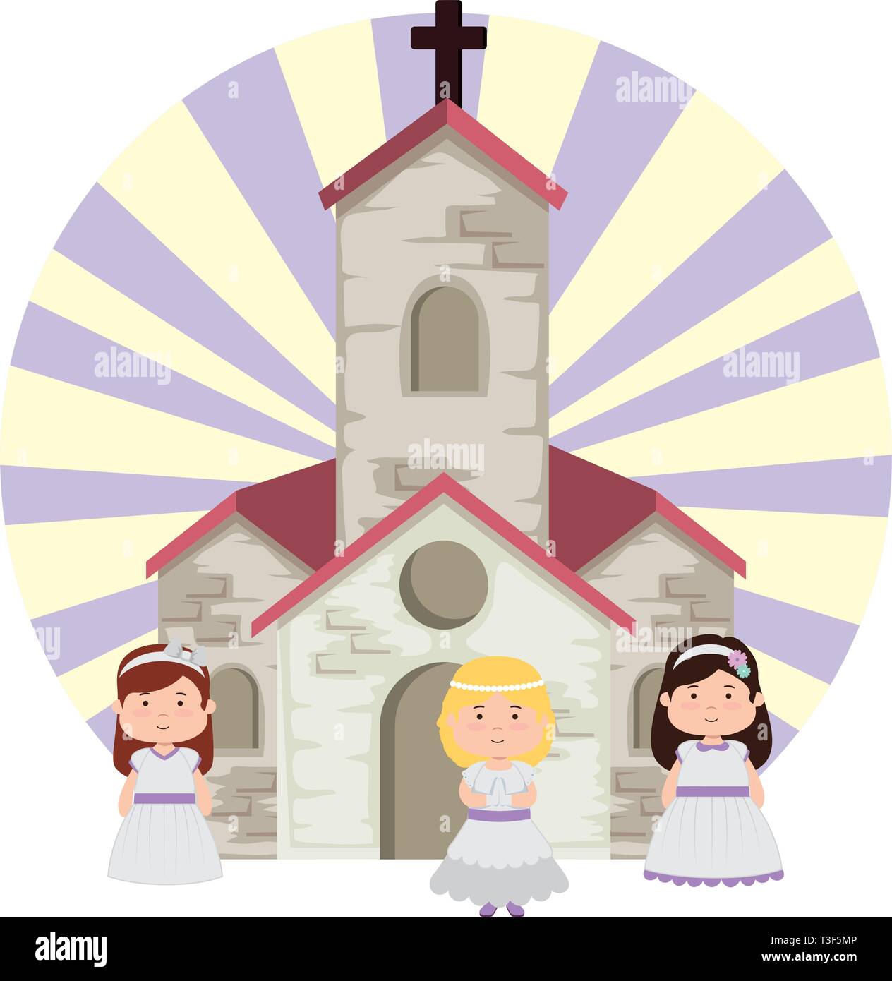 little girls in church first communion Stock Vector Image & Art - Alamy