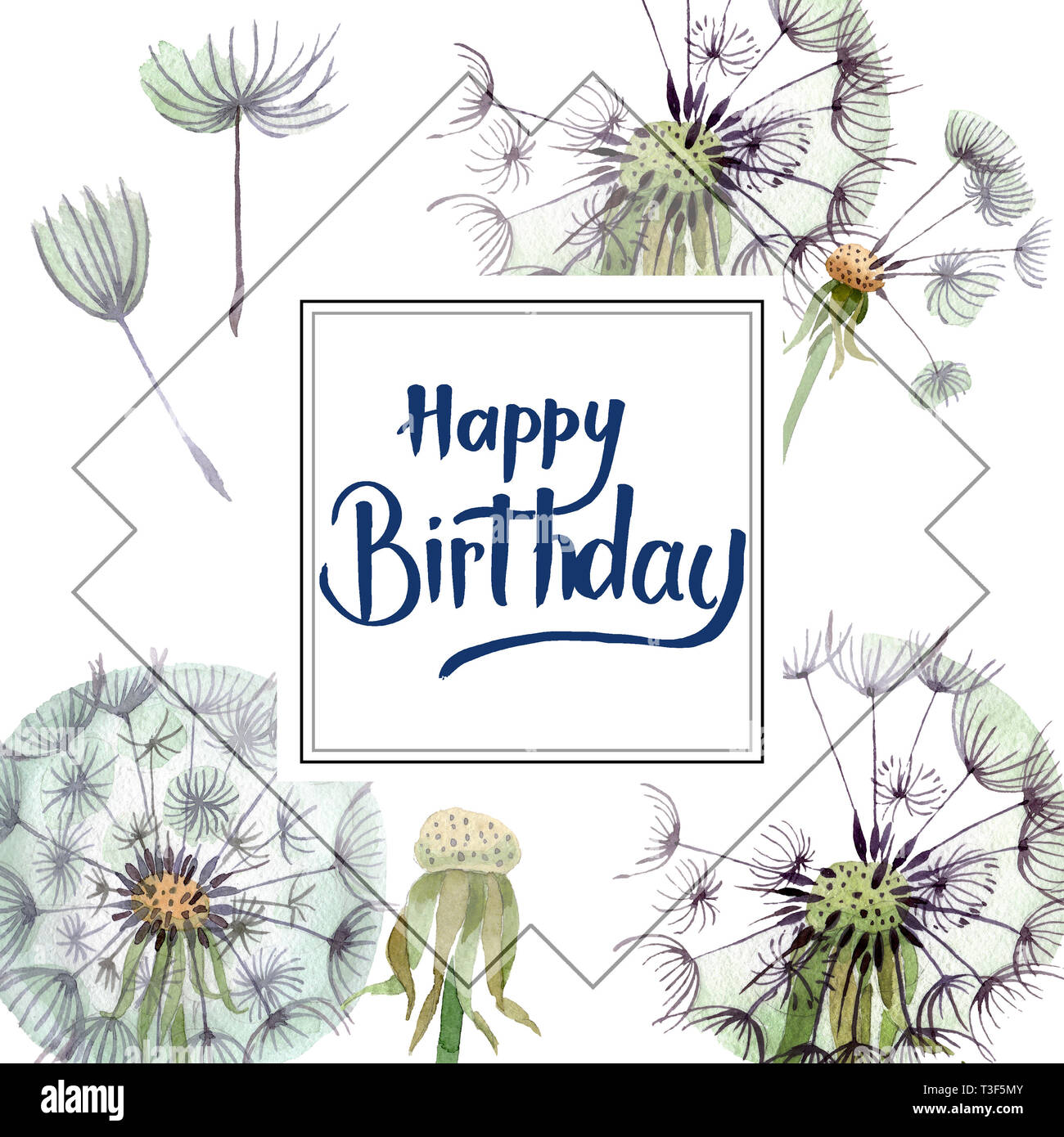 Dandelion blowball with seeds. Watercolor background illustration set ...
