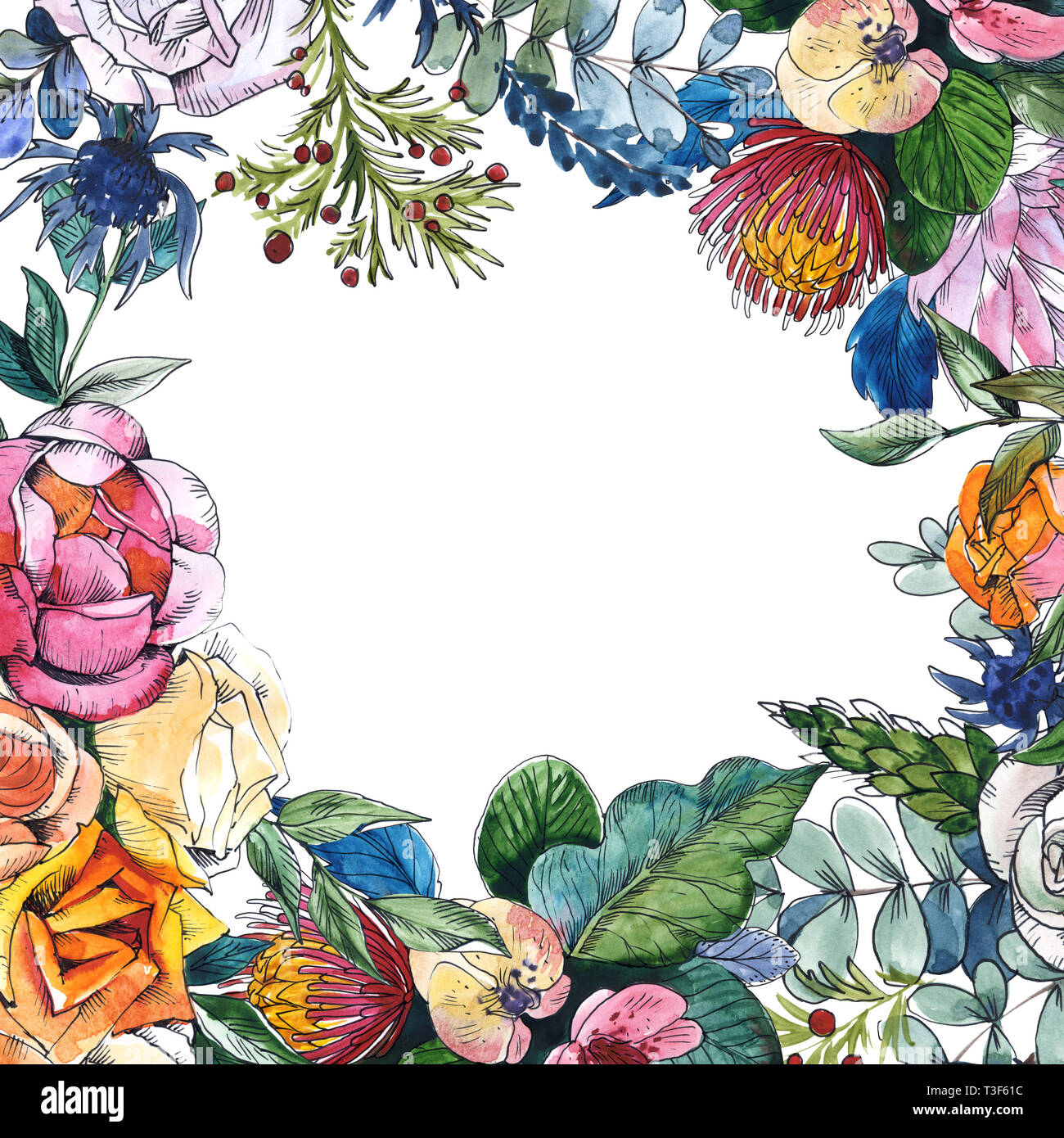 Wildflowers bouquet floral botanical flowers. Watercolor background ...