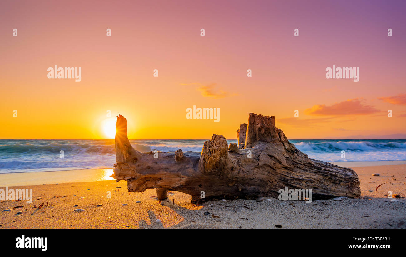 Sunset at the beach in Lefkas Greece Stock Photo - Alamy