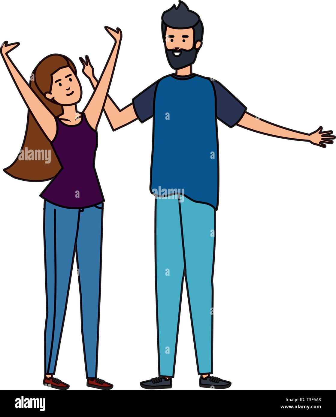young couple celebrating avatars characters Stock Vector Image & Art ...