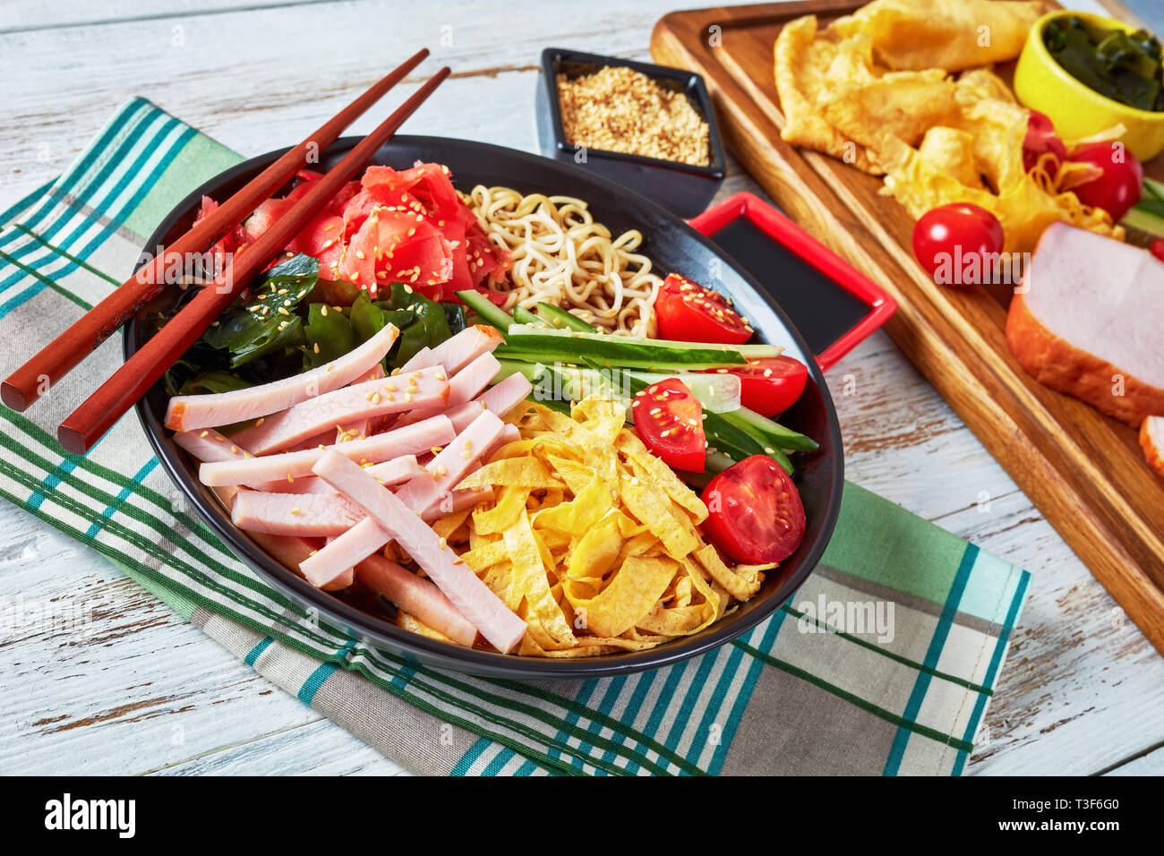 Hiyashi chuka, cold ramen - chilled Chinese-style egg noodles, with ...