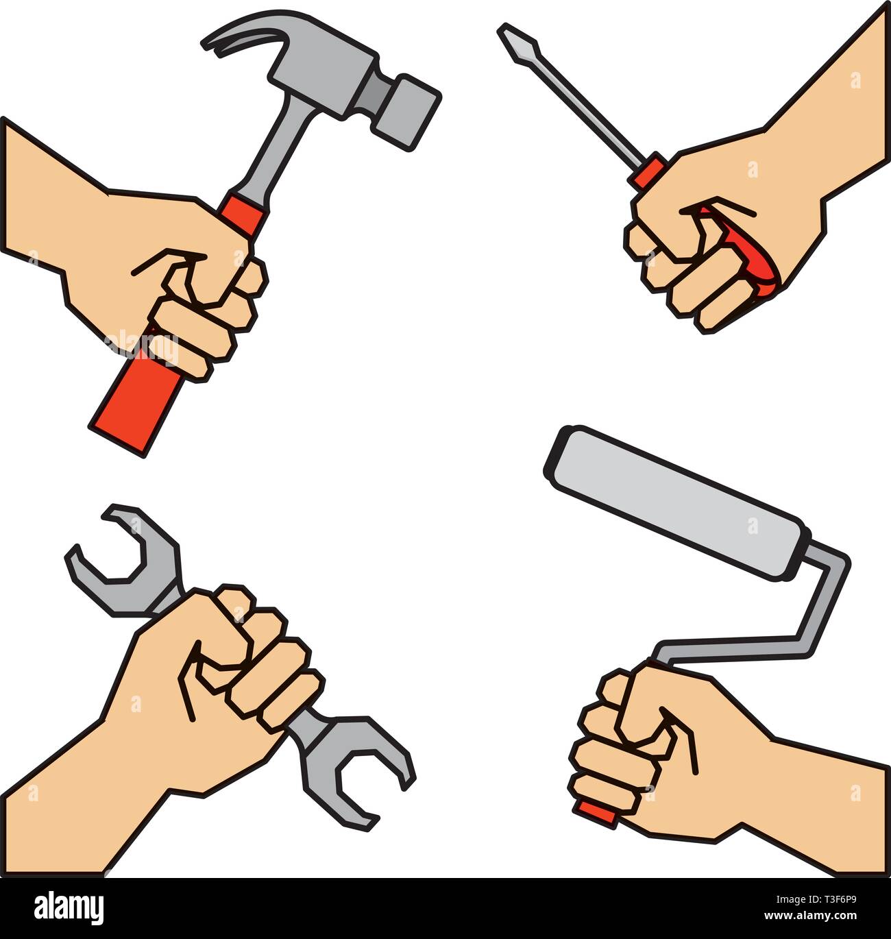 hands teamwork with tools Stock Vector Image & Art - Alamy