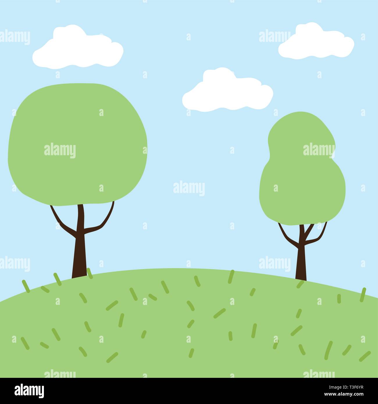 Sunset on background trees rural Stock Vector Images - Alamy