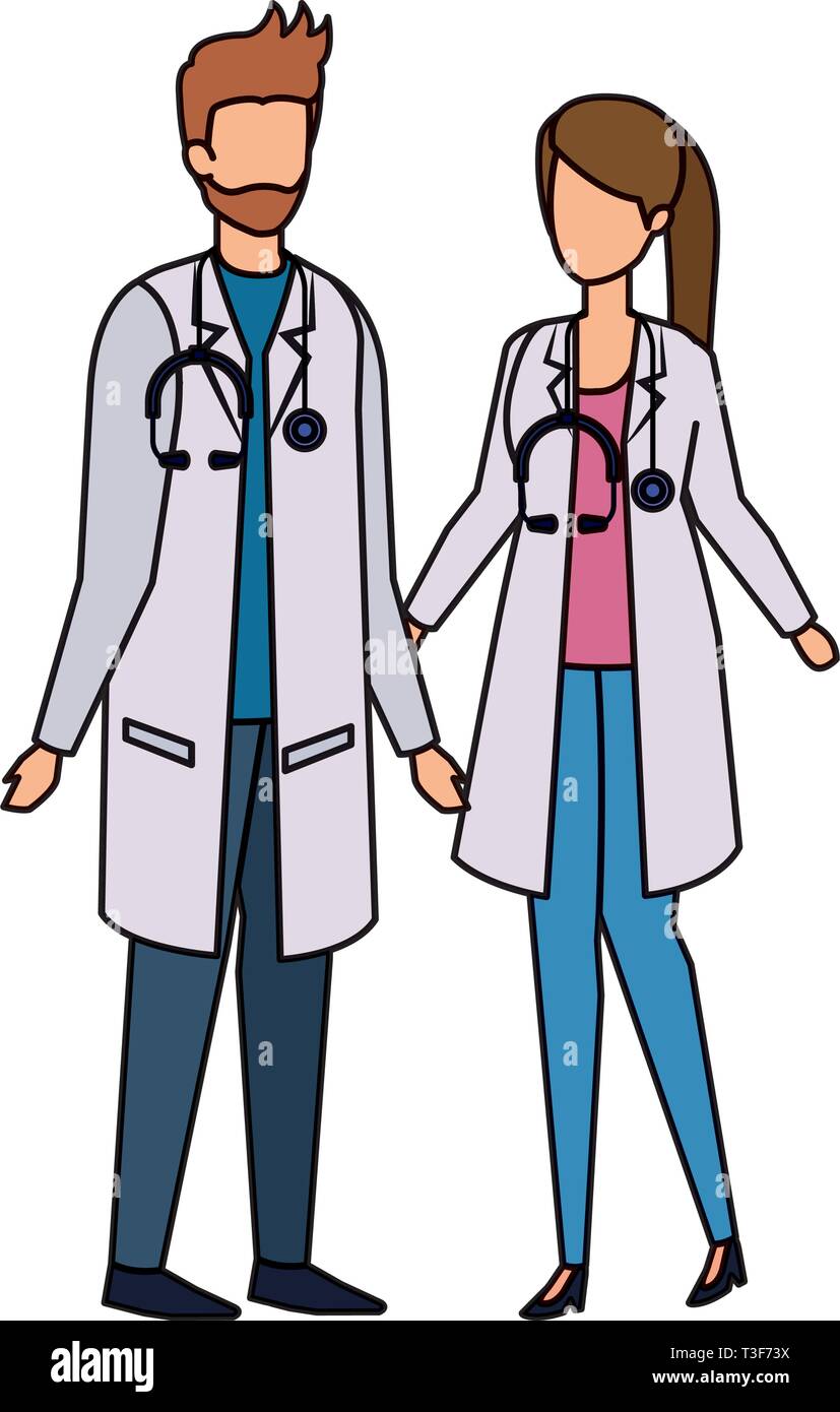 couple of professionals doctors avatars characters Stock Vector Image ...