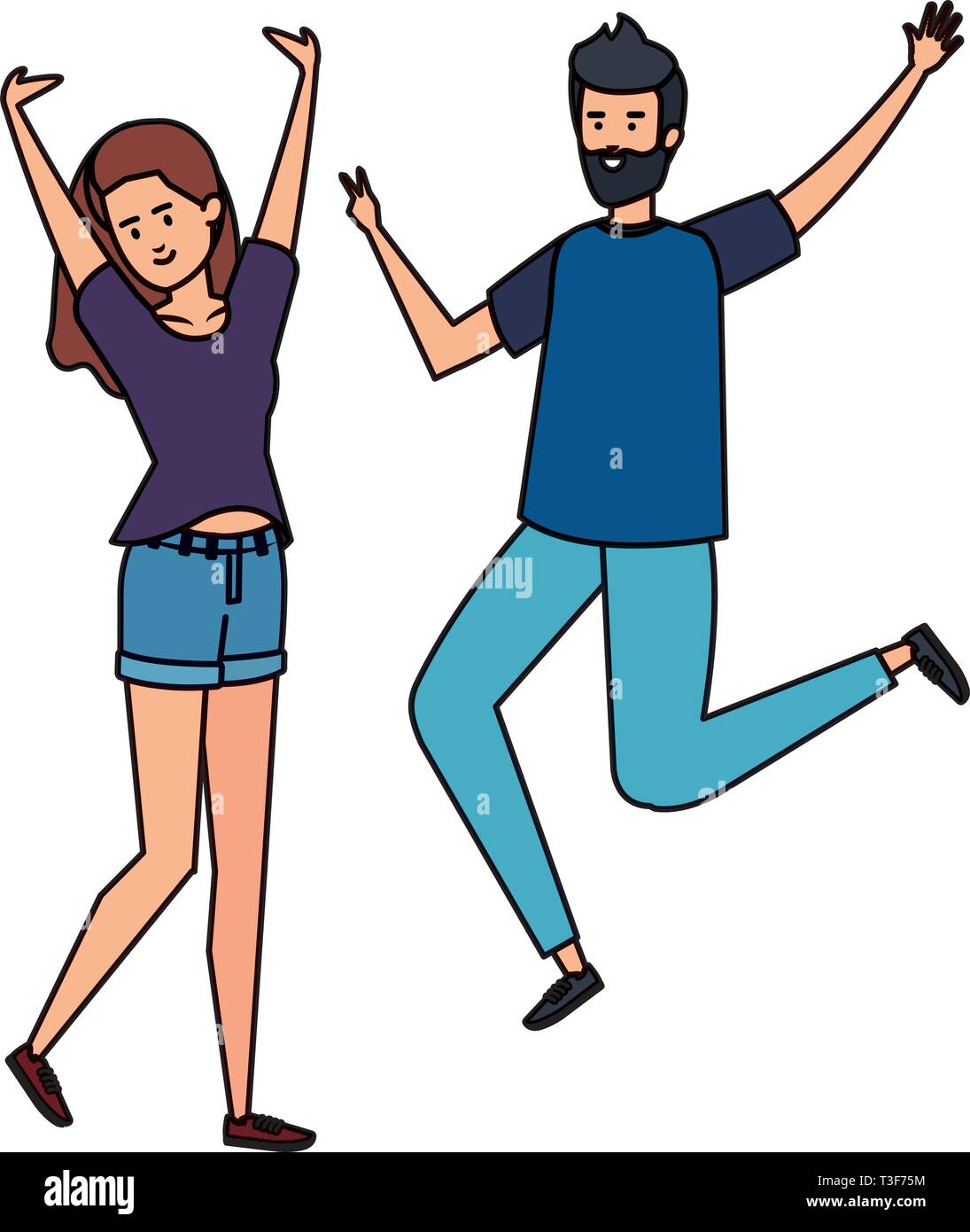young couple celebrating avatars characters Stock Vector Image & Art ...