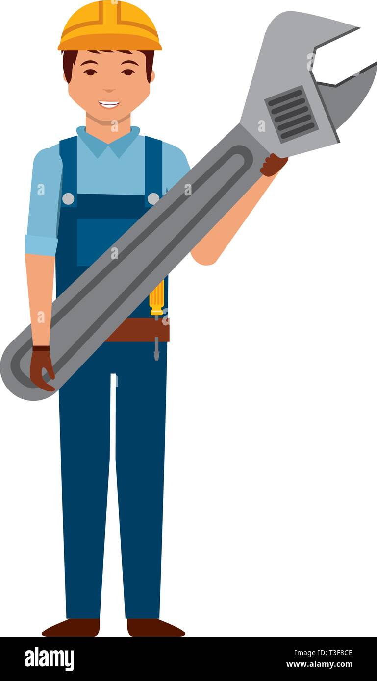 worker man with wrench tool Stock Vector Image & Art - Alamy