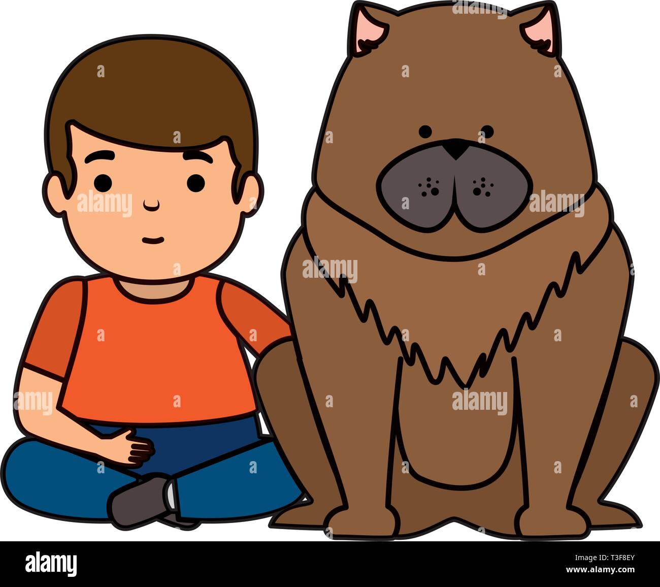 cute little boy with dog character Stock Vector Image & Art - Alamy