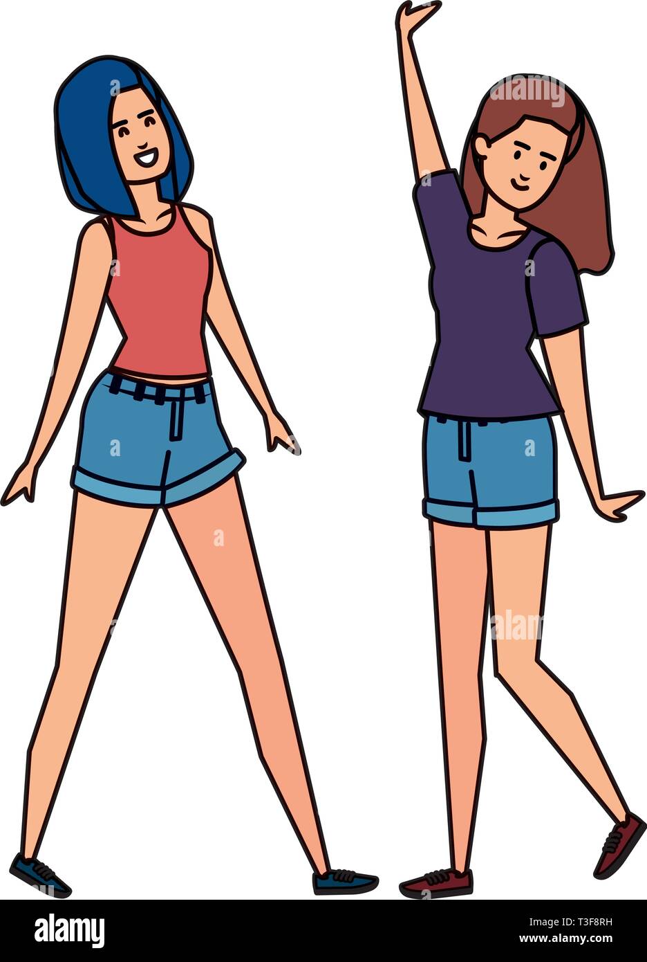 beautiful and young girls celebrating characters Stock Vector Image ...