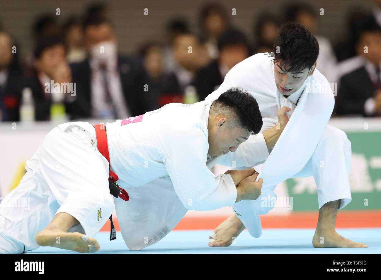 Fukuoka, Japan. 7th Apr, 2019. (L to R) Sotaro Fujiwara, /Hikaru Tomokiyo Judo : All Japan ...