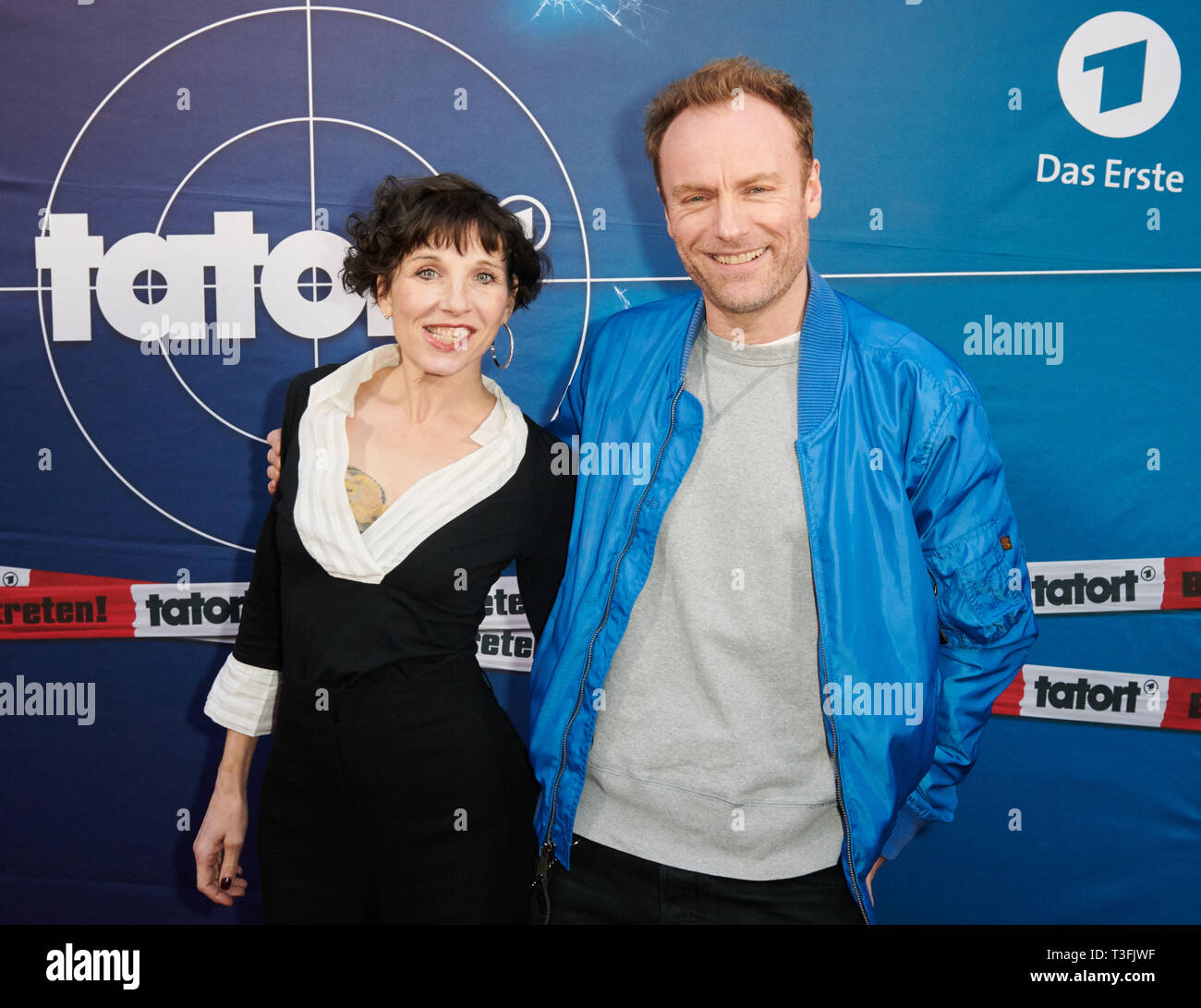 Berlin, Germany. 09th Apr, 2019. The actors Meret Becker and Mark ...