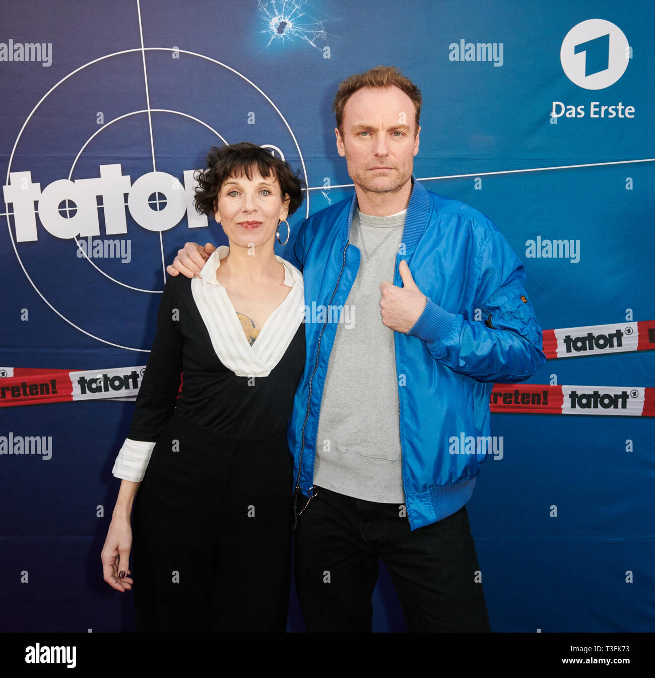 Berlin, Germany. 09th Apr, 2019. The actors Meret Becker and Mark ...