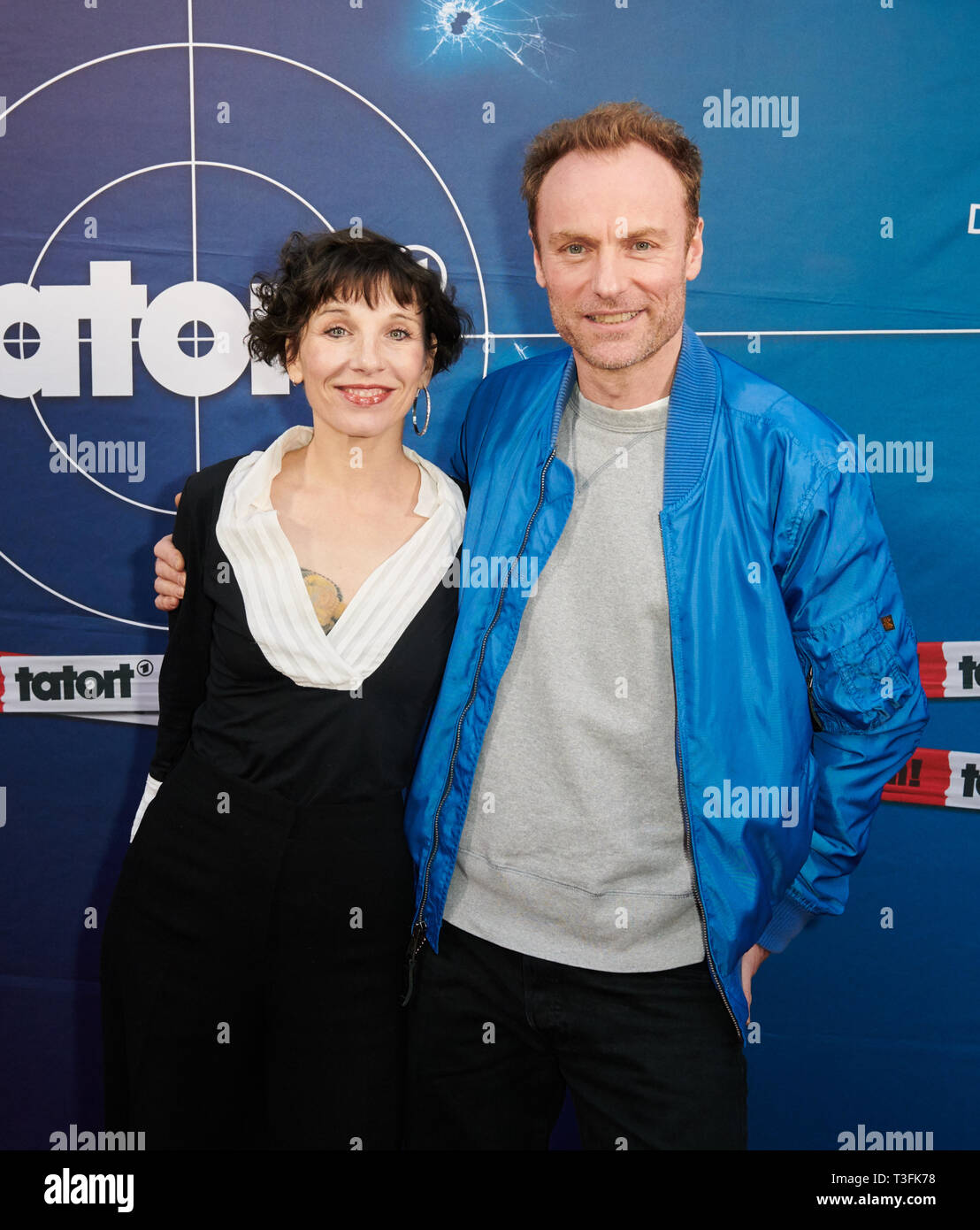 Berlin, Germany. 09th Apr, 2019. The actors Meret Becker and Mark ...