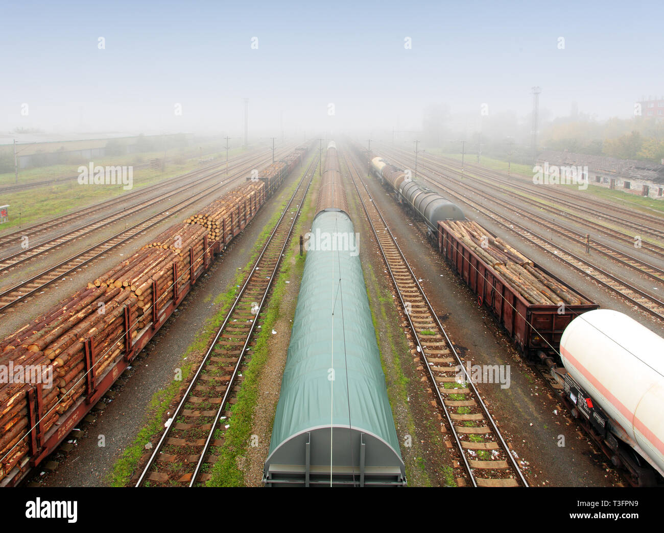 Freight Station with trains - Cargo transportation Stock Photo - Alamy