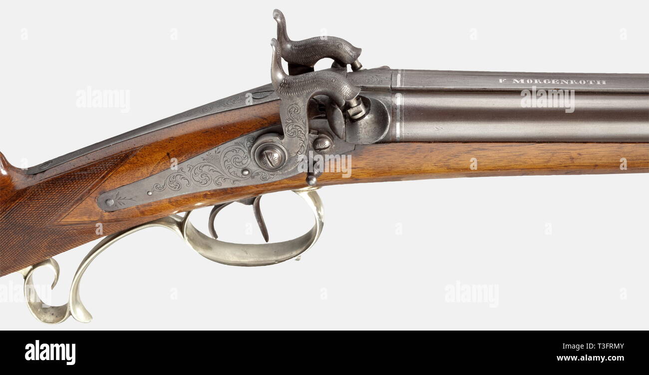 Civil long arms, flintlock and caplock, caplock double-barrelled ...