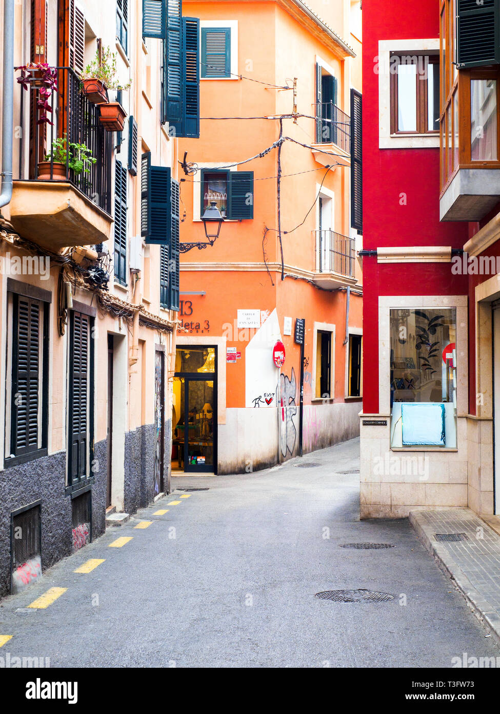 Buildings in the old town of Palma de Mallorca - Balearic Islands ...