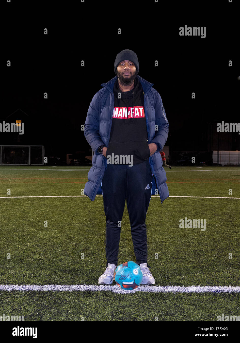 Man v Fat Football coach Michael Falloon at the Selhurst Sports Arena ...