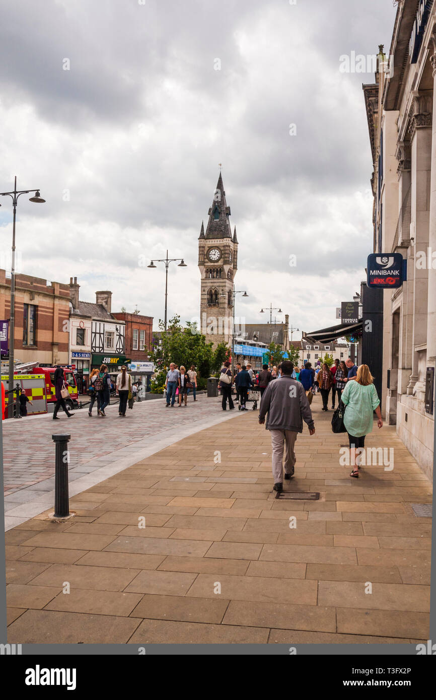A view of the busy High Row in the market town of Darlington in the ...
