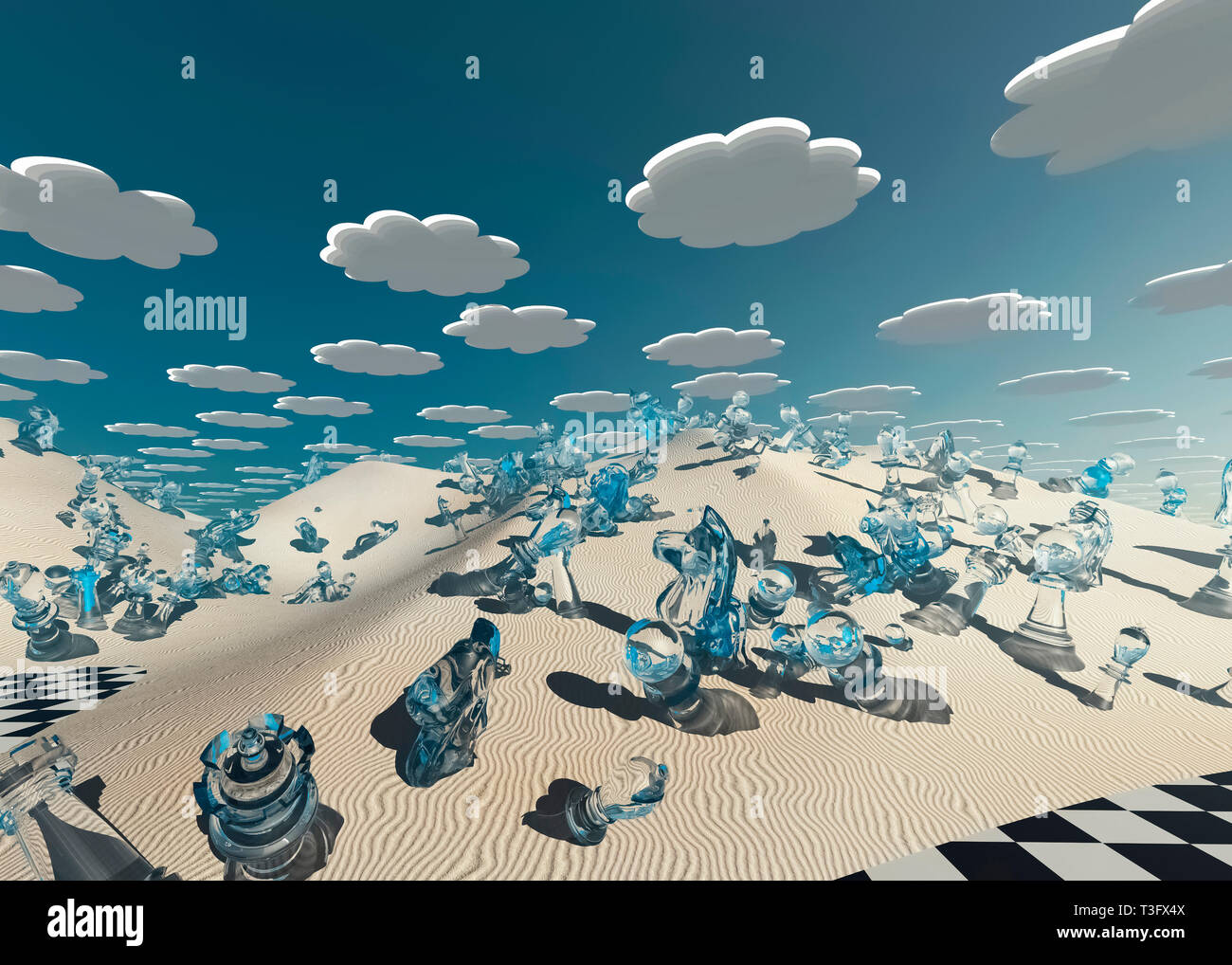 Surreal Chess Landscape. 3D rendering Stock Photo - Alamy