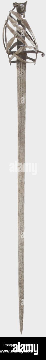 A Venetian schiavona, circa 1600 Double-edged, somewhat pitted blade ...