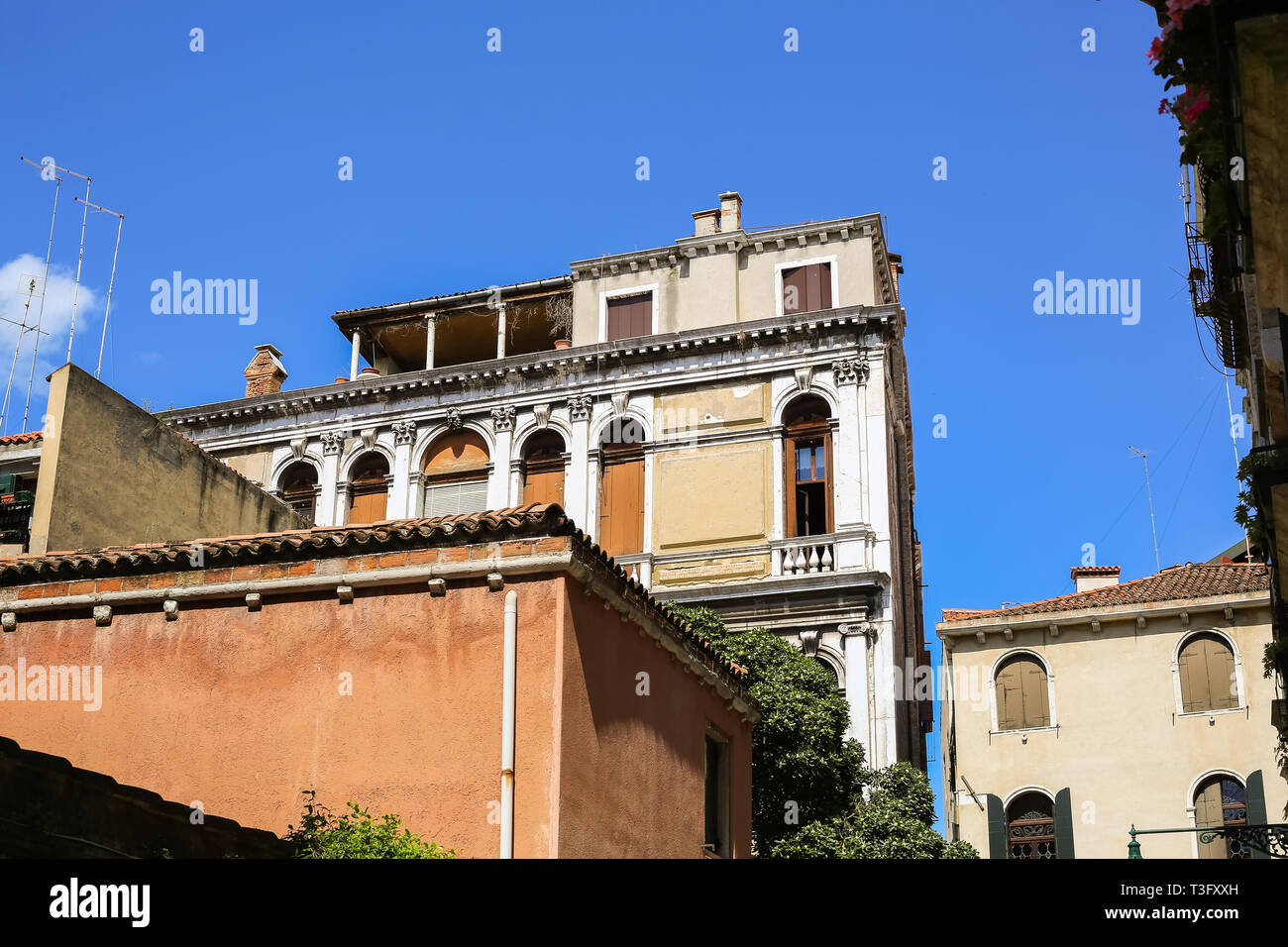 Historic architecture with old medieval buildings in Venice, Italy ...