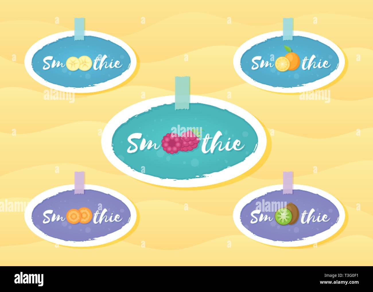 Fresh smoothie fruit cocktail label vector illustration. Vegetarian ...