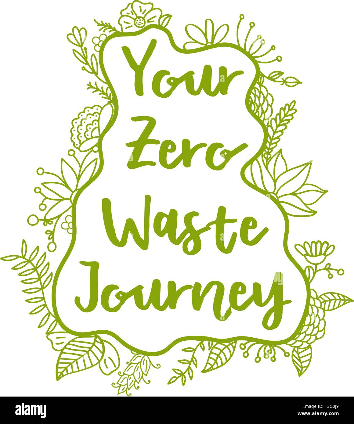Zero Waste Concept. Hand drawn elements of zero waste life. Zero waste ...