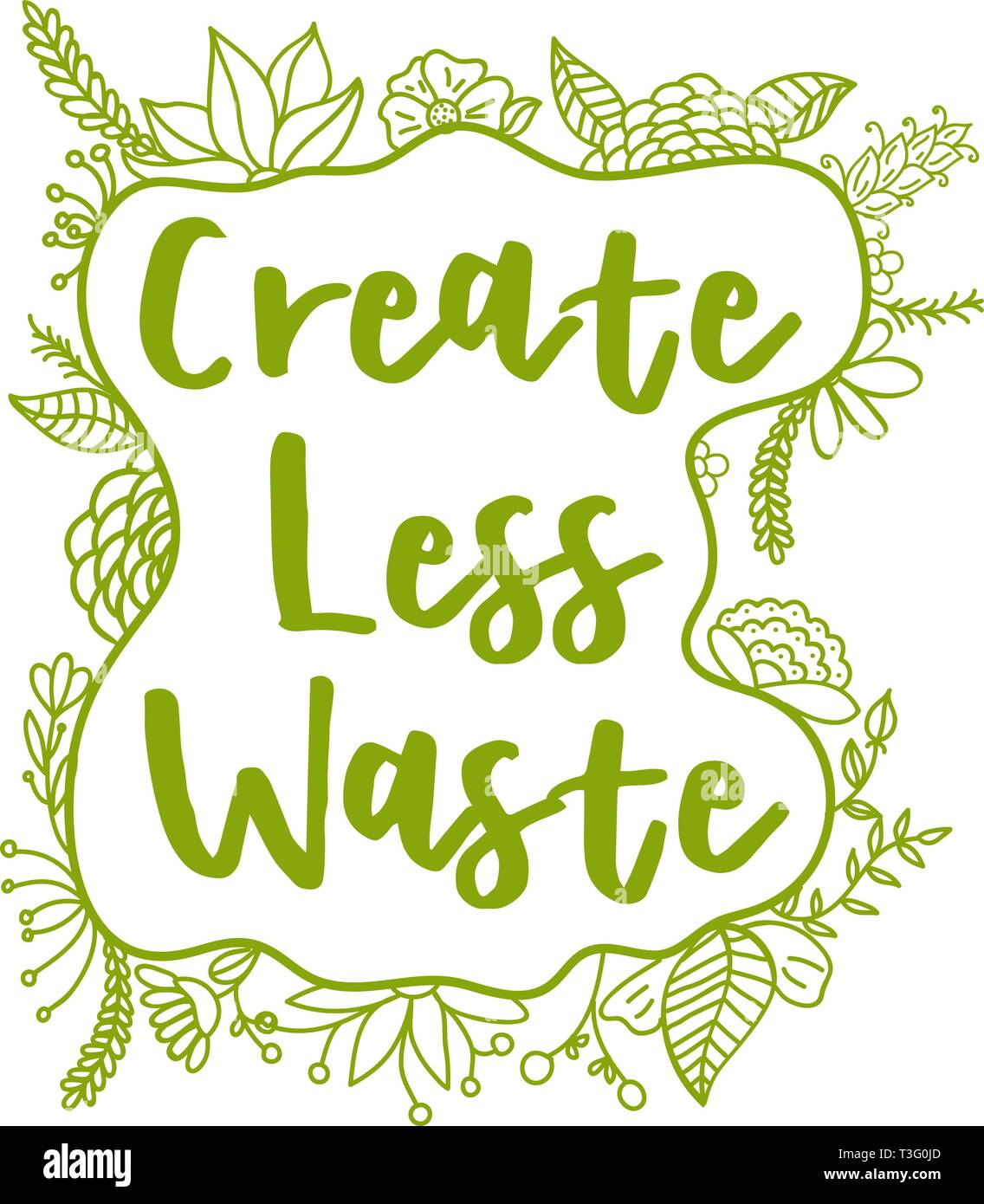 Zero Waste Concept. Hand drawn elements of zero waste life. Zero waste ...